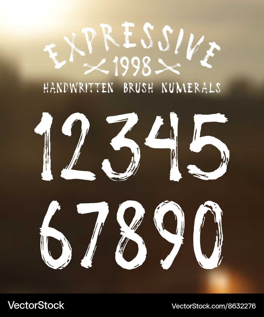 Handwritten brush numerals Royalty Free Vector Image