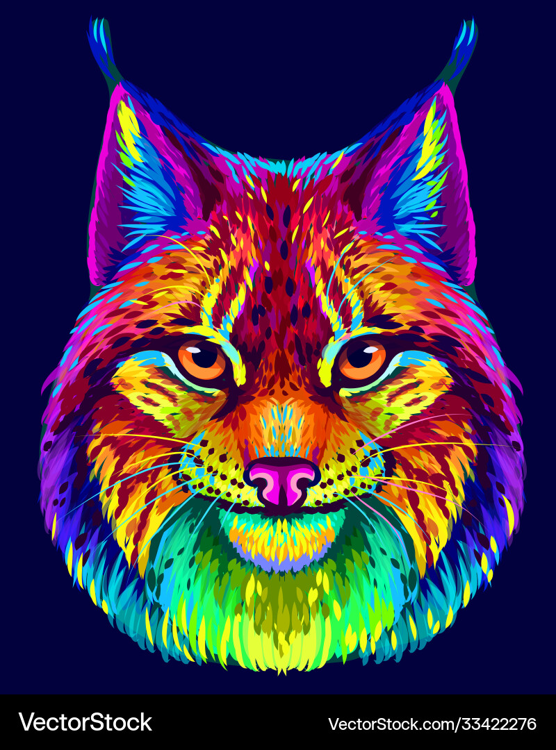 Neon Lynx Portrait - Abstract Art Royalty Free Vector Image