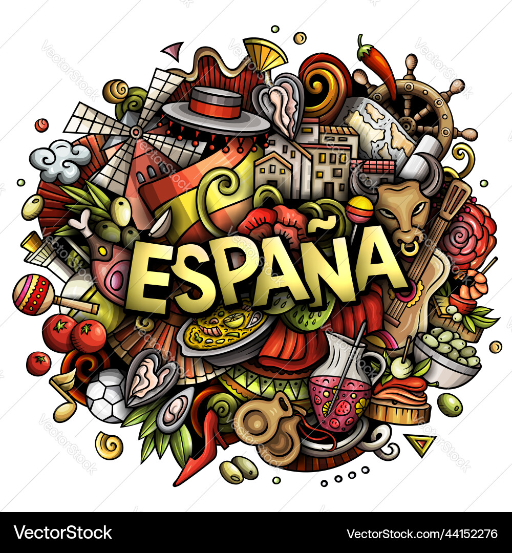 Spain hand drawn cartoon doodle Royalty Free Vector Image