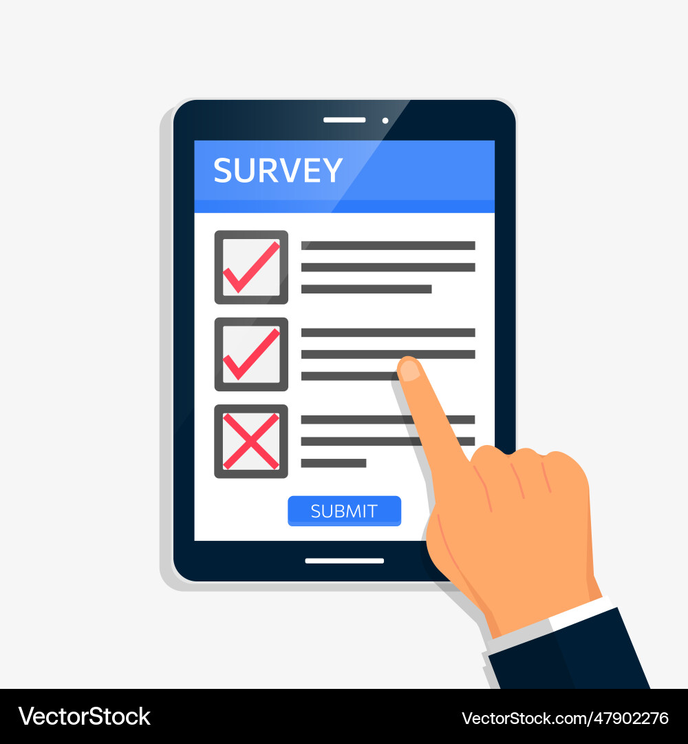 Survey form online fill questionnaire assessment Vector Image