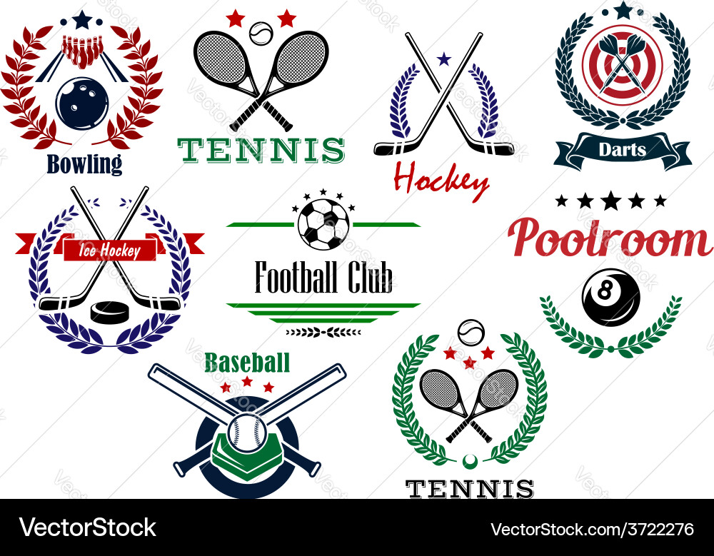 Team and individual sport emblems Royalty Free Vector Image