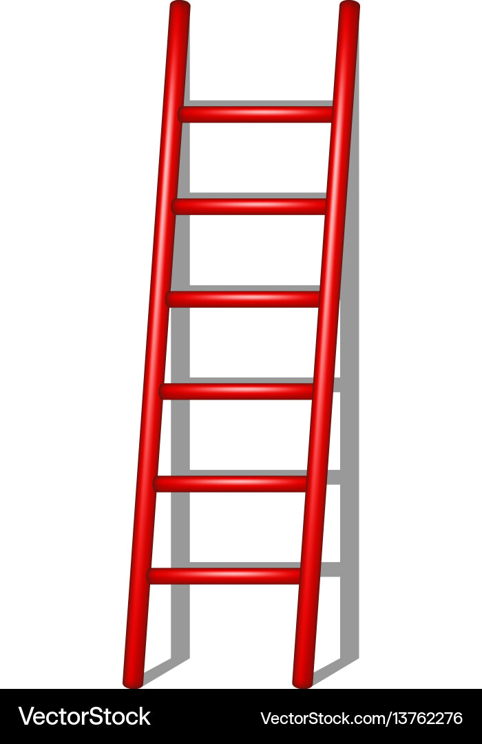 Wooden ladder in red design with shadow Royalty Free Vector