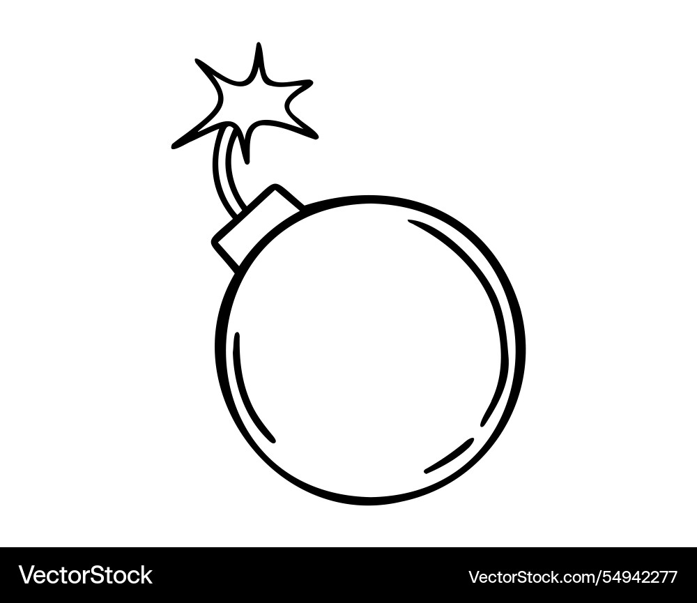 Bomb with burning wick doodle hand drawn icon Vector Image