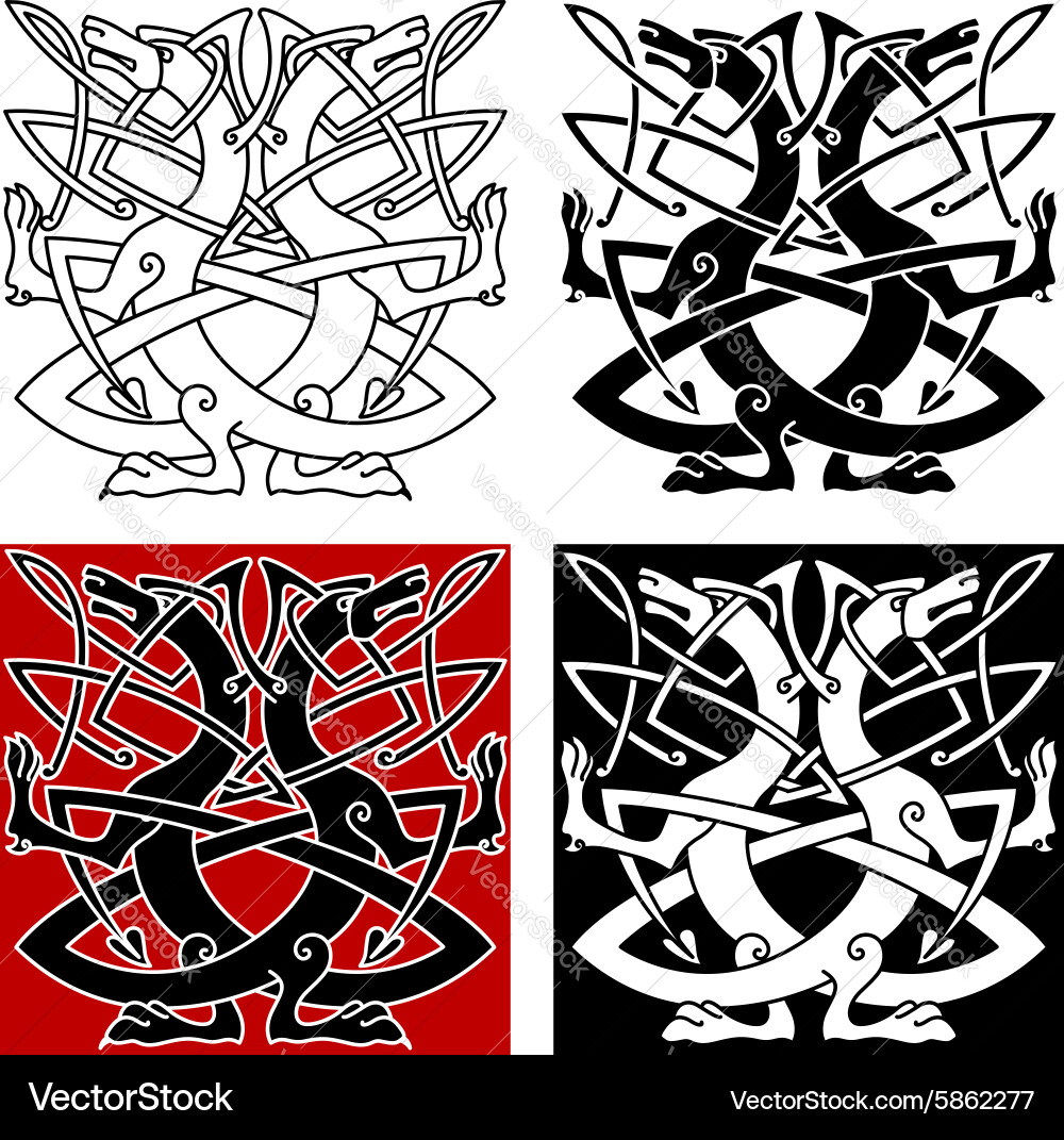 Celtic Knotwork Wolf Symbol Royalty Free Vector Image