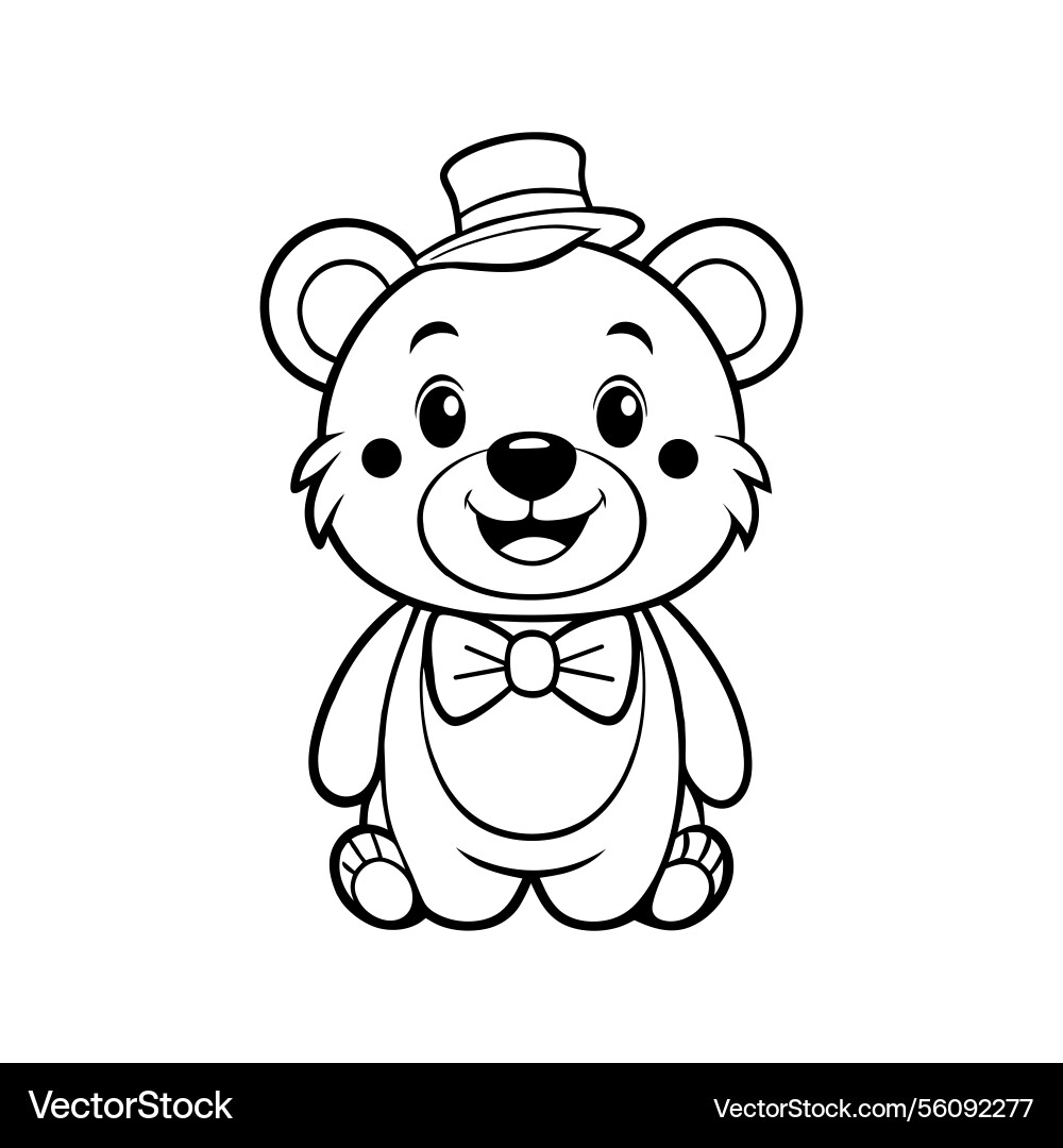 Cute teddy bear coloring pages for kids Royalty Free Vector