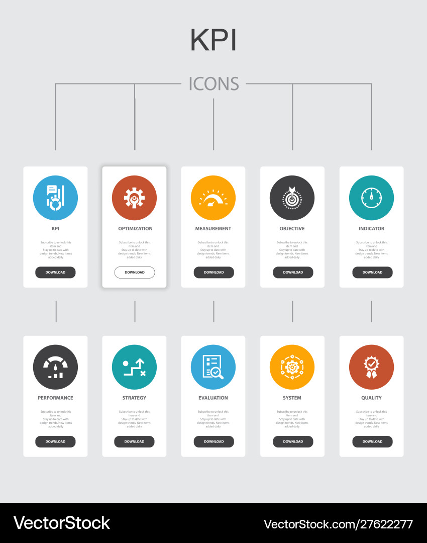 Kpi infographic 10 steps ui designoptimization Vector Image Kpi infographic 10 steps ui designoptimization Vector Image