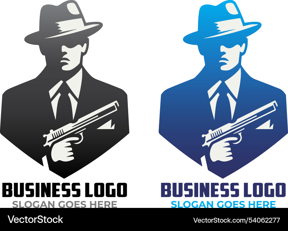 Mafia gangster logo design concept Royalty Free Vector Image