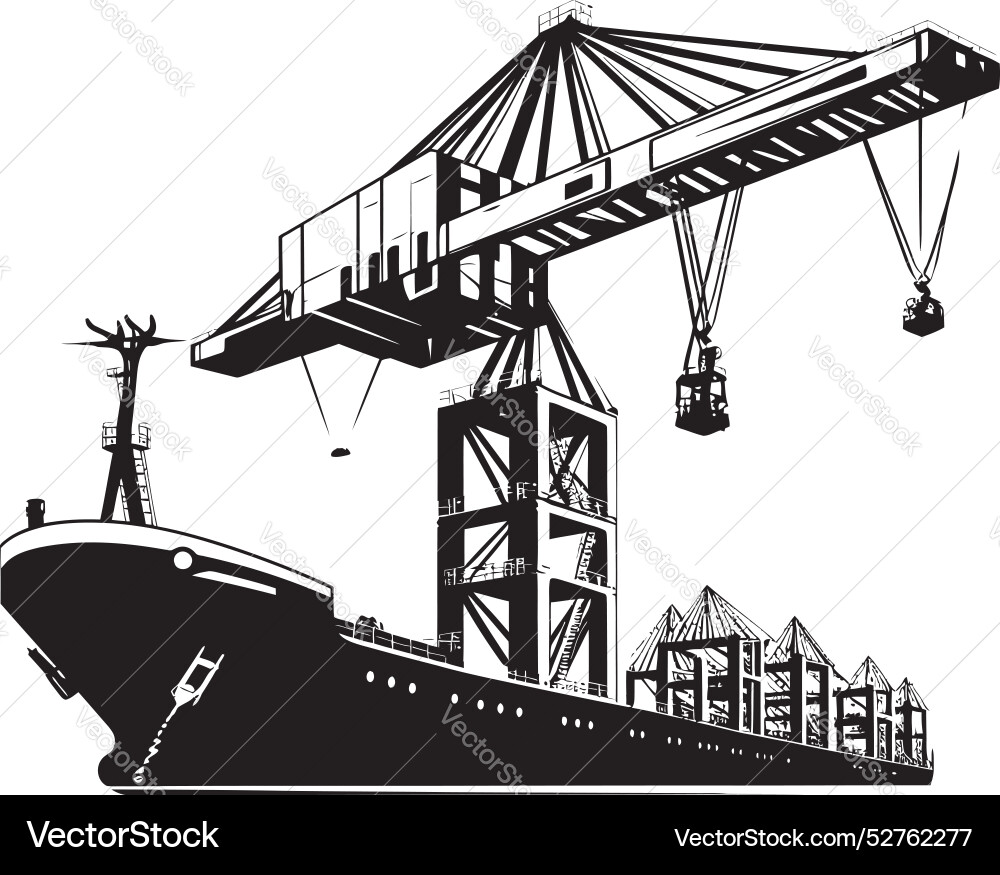 Nautical nobility industrial ship loading logo Vector Image