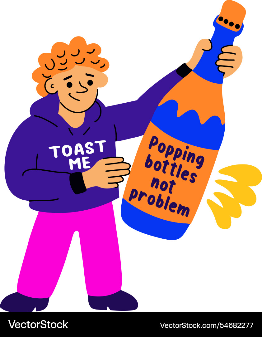 Popping bottles Royalty Free Vector Image - VectorStock