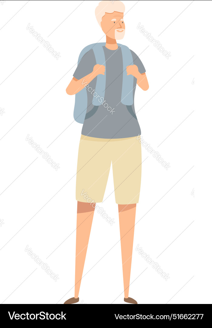 Senior tourist hiking with backpack enjoying Vector Image
