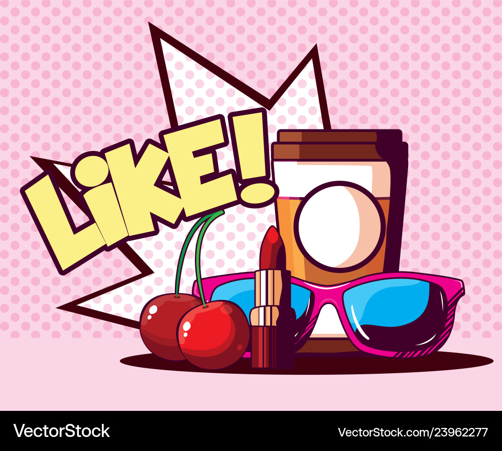 Set icons pop art style Royalty Free Vector Image