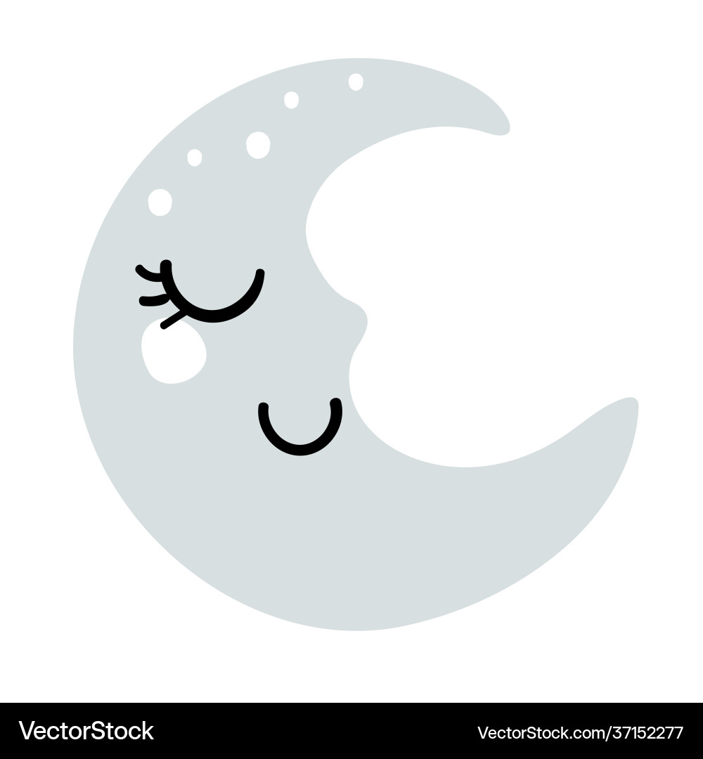 Sleeping blue crescent moon with smile element Vector Image