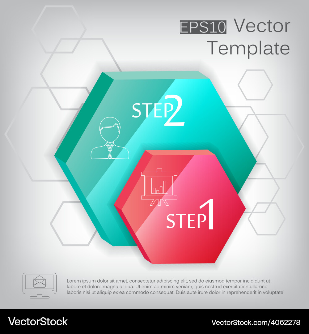 3d hexagon plastic glossy element for infographic Vector Image