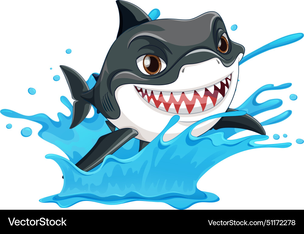 A happy shark splashing water Royalty Free Vector Image