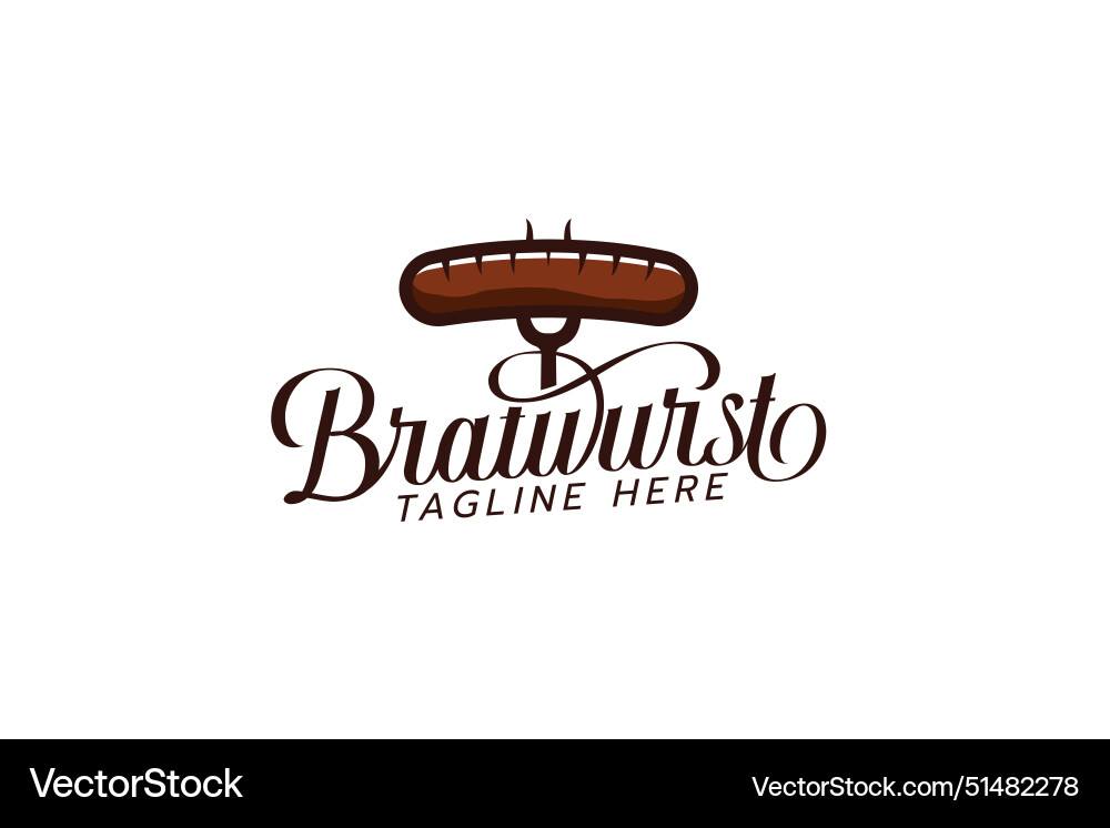 Bratwurst logo with a combination of grilled Vector Image