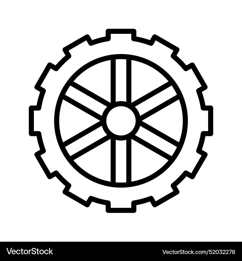 Car wheel icon linear logo mark in black and white