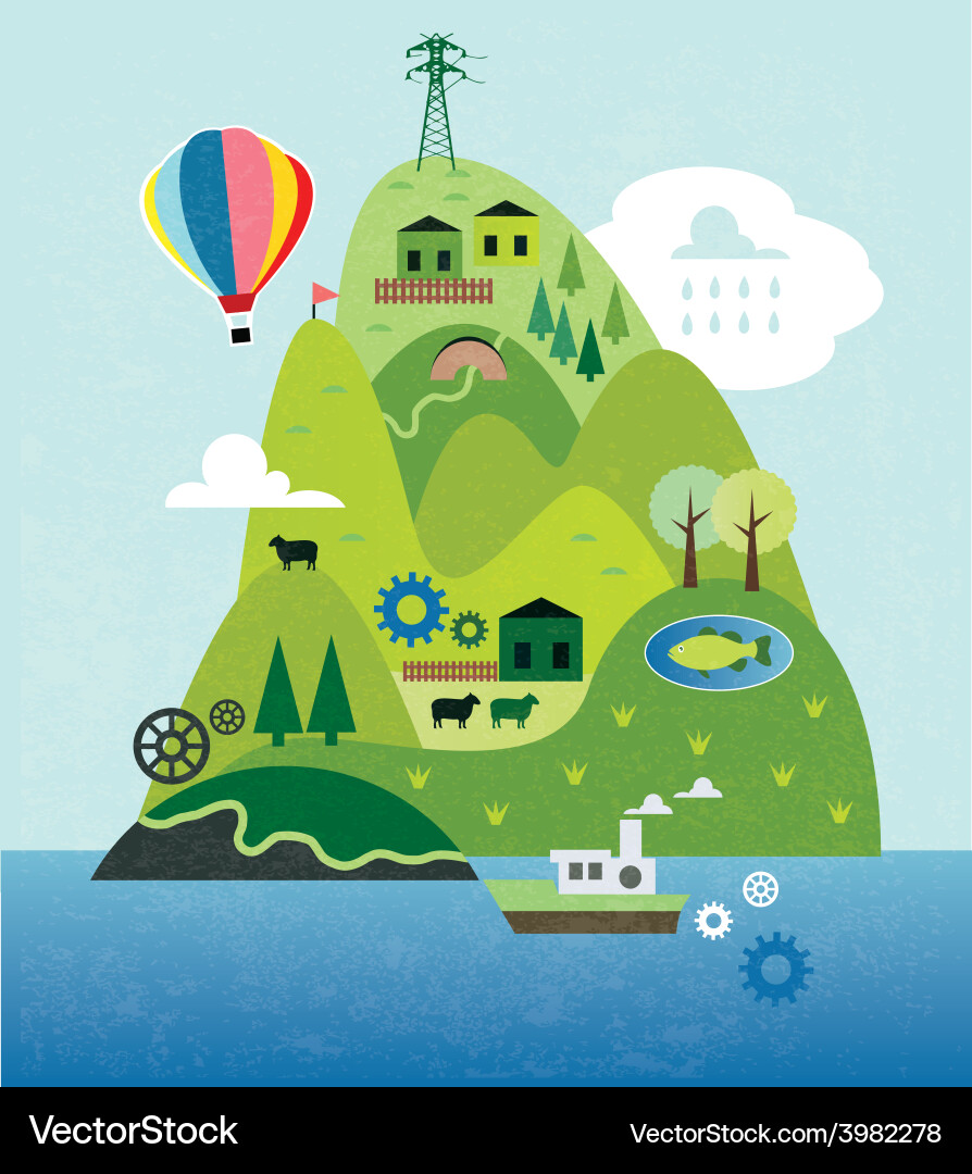 Cartoon map with island Royalty Free Vector Image