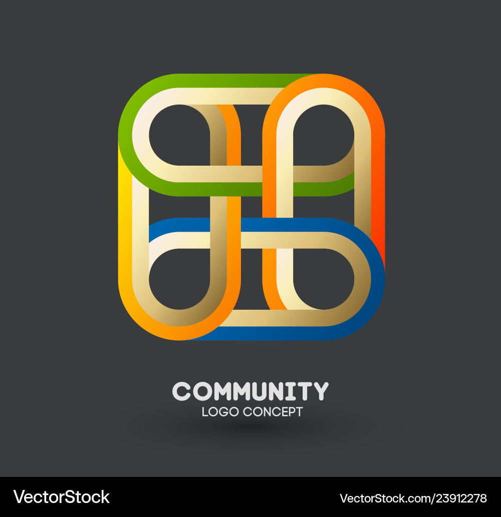 Community Care Logo das Menschen Design verbindet Vektorbild