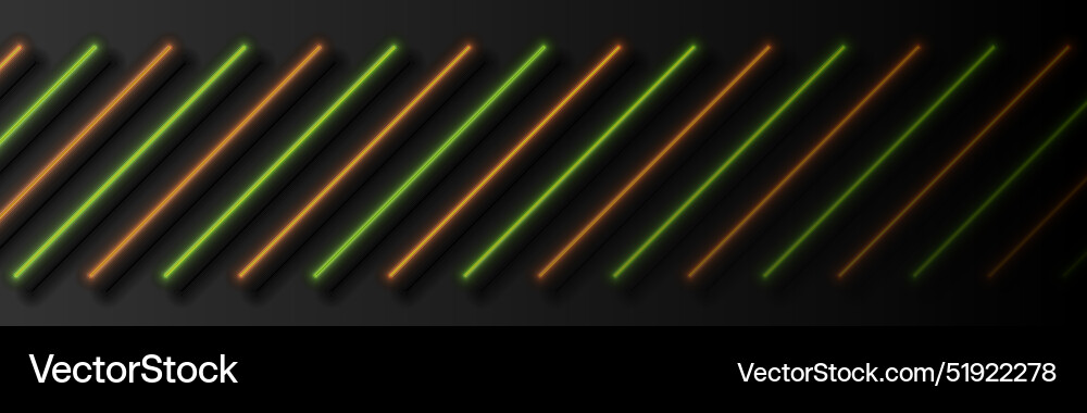 Green orange neon laser lines abstract geometric Vector Image