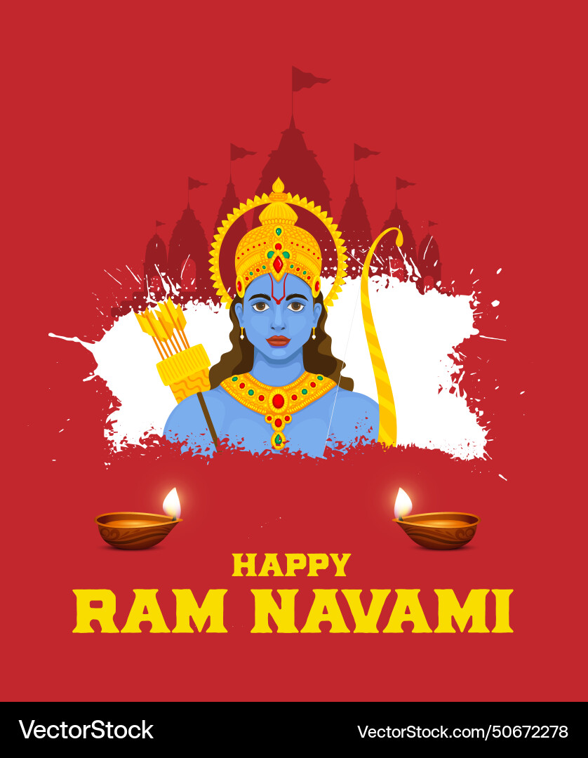 Lord rama in ram navami background Royalty Free Vector Image