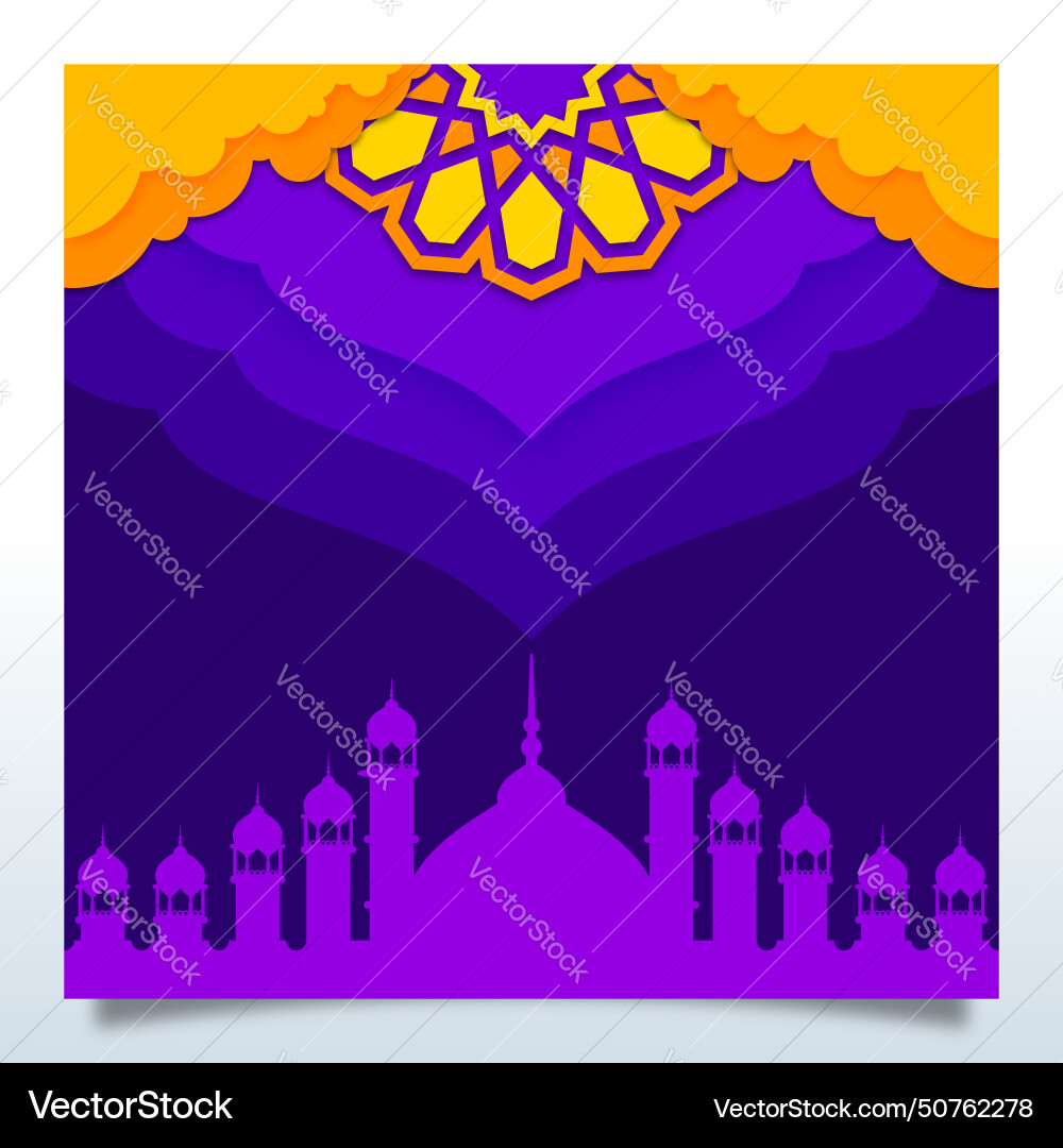 Purple islamic flyer background design Royalty Free Vector