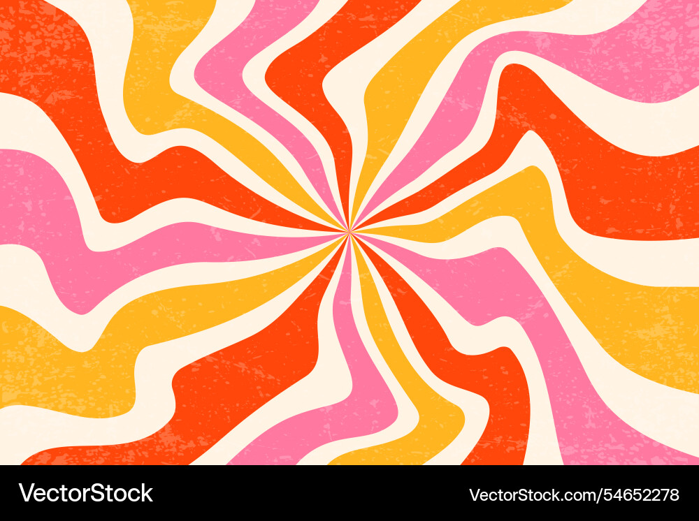 Retro groovy spiral background swirl Royalty Free Vector