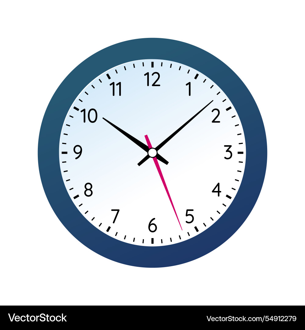 Classic round wall clock in black body Royalty Free Vector