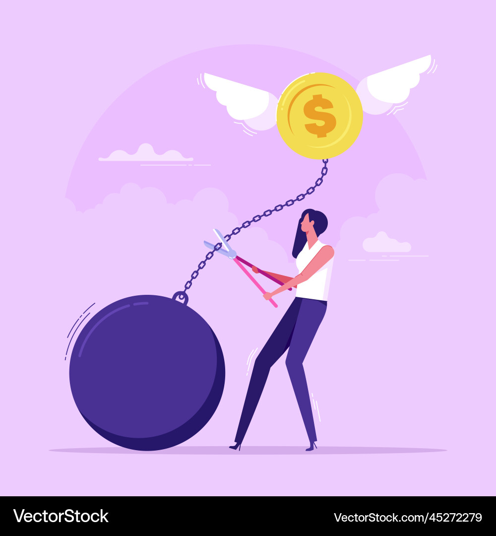 Financial freedom or independence flat Royalty Free Vector