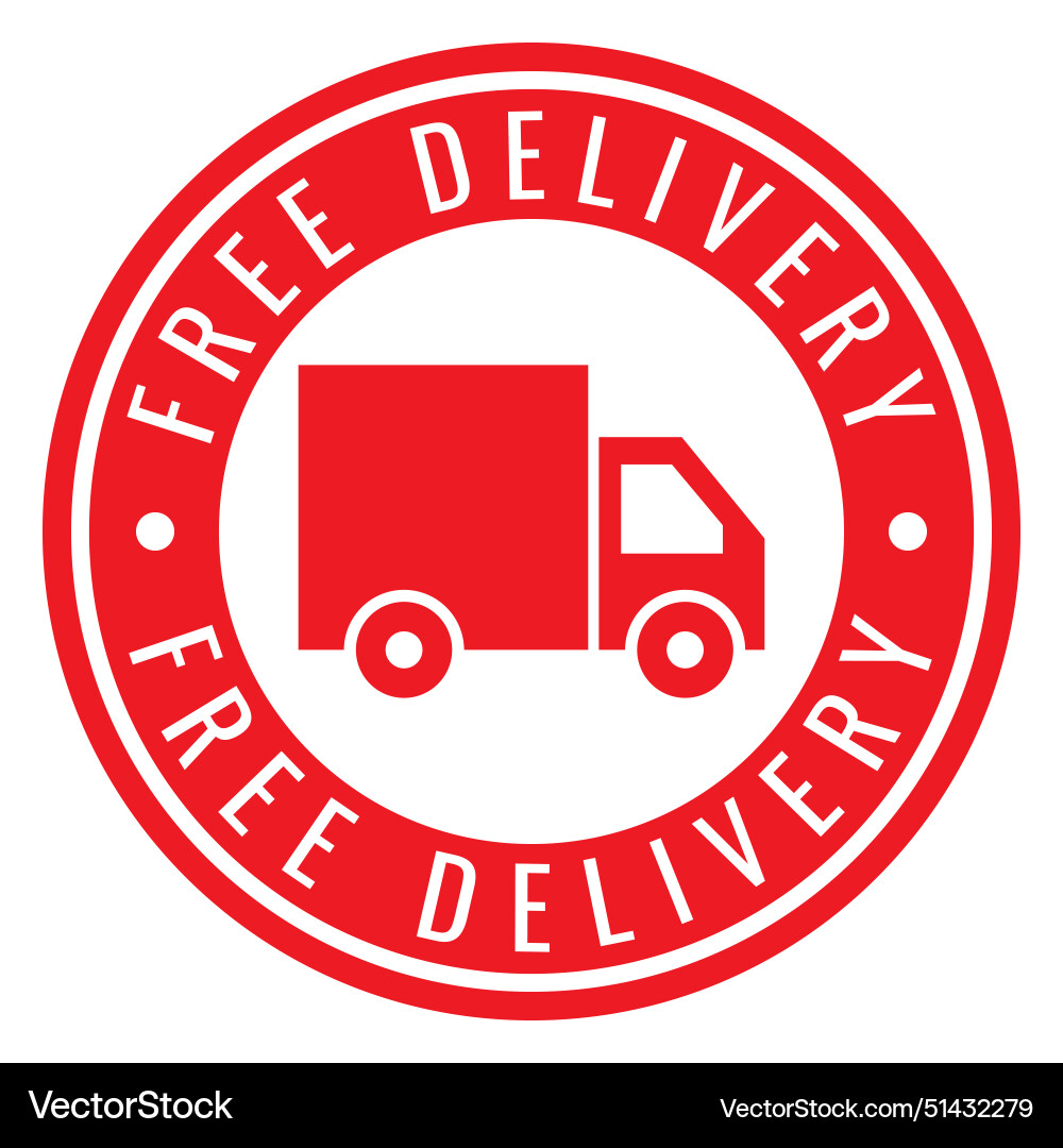 Free delivery round stamp with van icon Royalty Free Vector