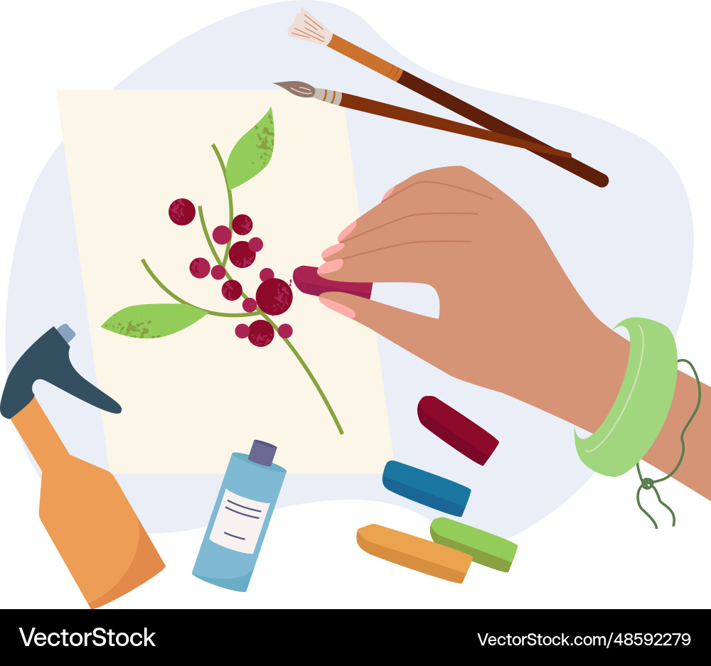 Hand drawing with crayons Royalty Free Vector Image