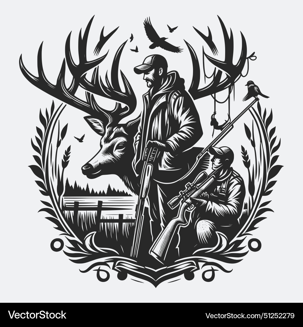 Hunting life svg silhouette file Royalty Free Vector Image