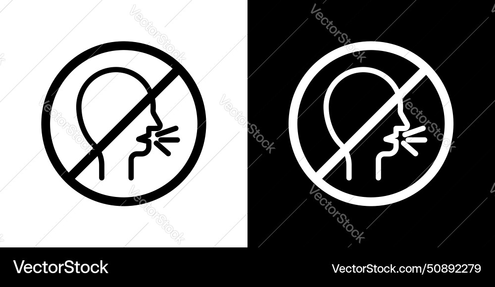 No talking sign icon set silence and quiet symbol Vector Image