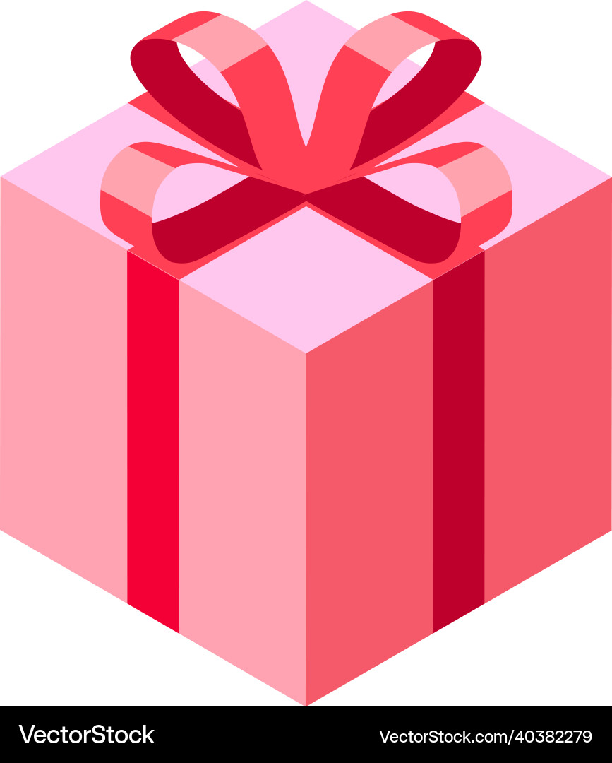 Pink gift box with red ribbon romantic present Vector Image