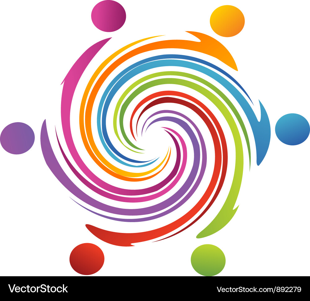 Teamwork swirl rainbow Royalty Free Vector Image