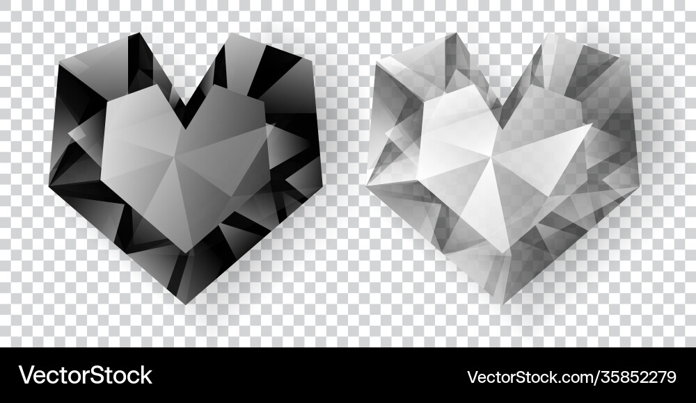 Two crystal hearts Royalty Free Vector Image - VectorStock