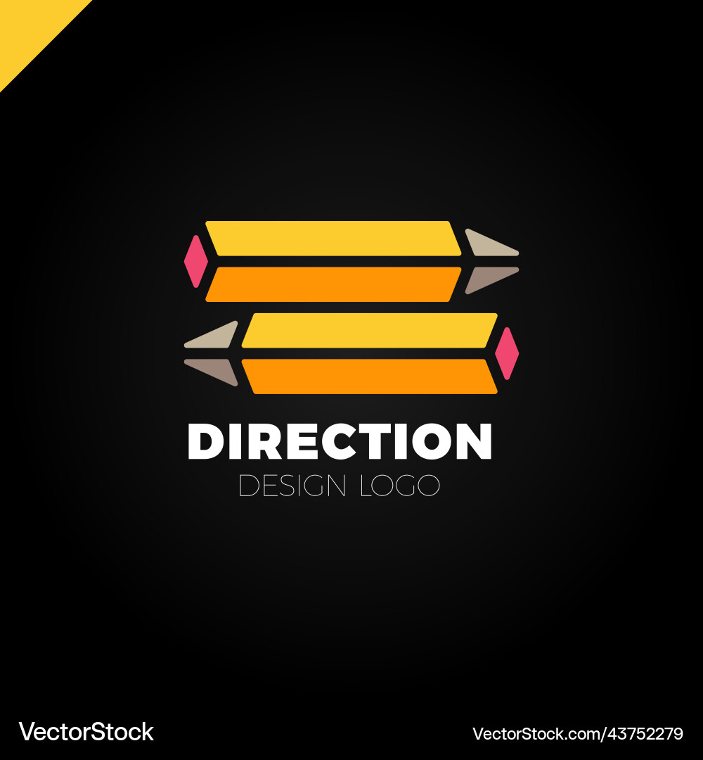 Two pencil 3d isometric arrow direction logo Vector Image