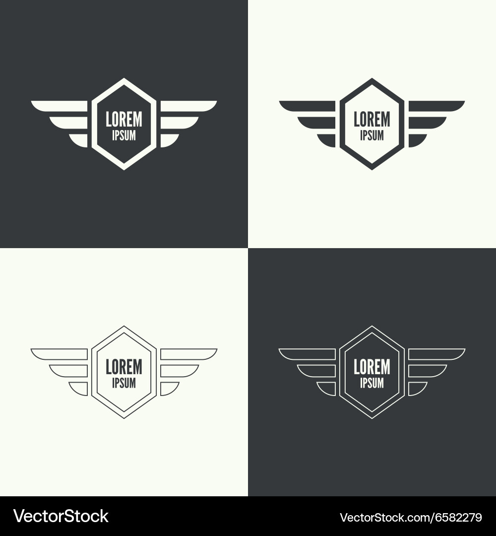 Winged Shield Emblem Royalty Free Vector Image