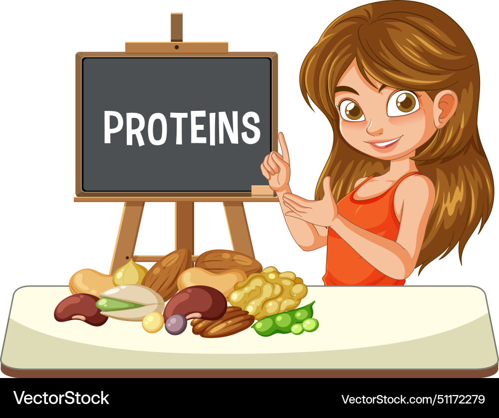 Young woman teaching about various protein sources
