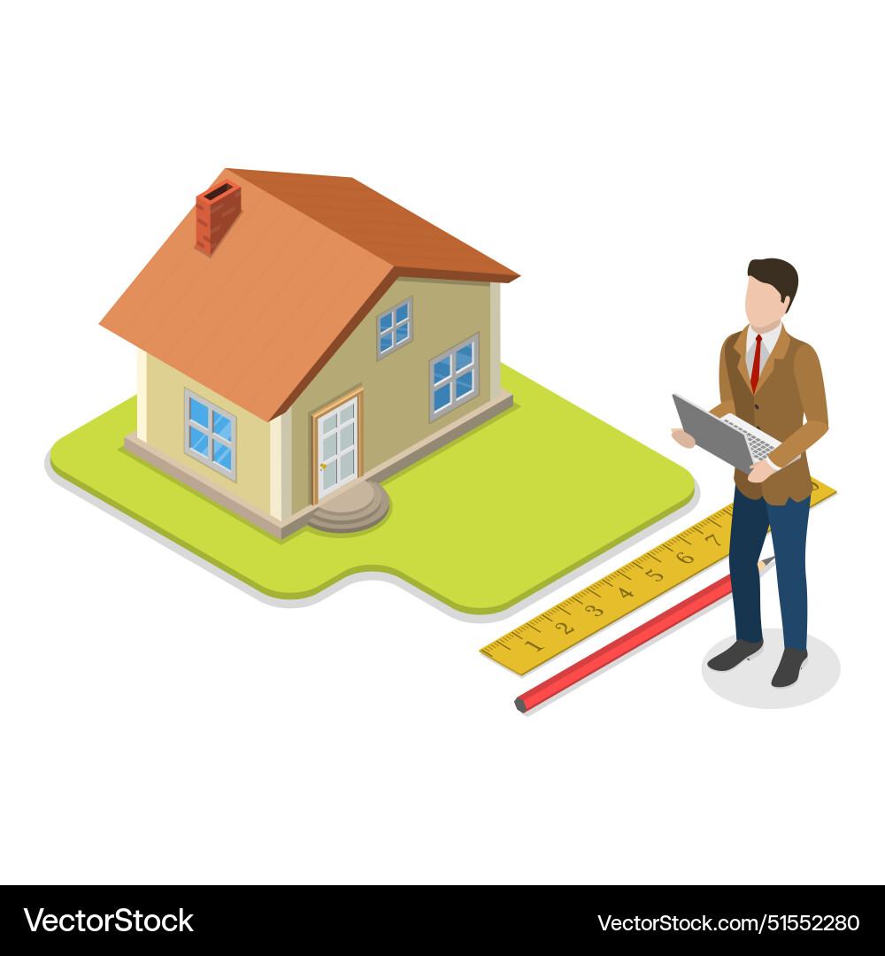 3d isometric flat of real estate Royalty Free Vector Image