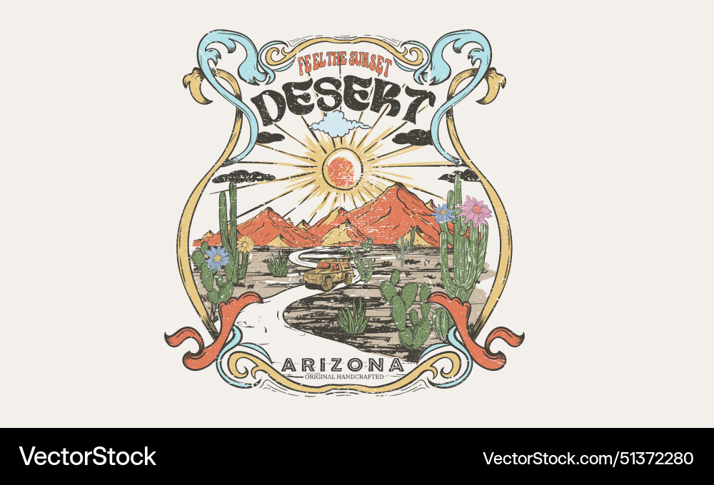 Arizona desert vibes graphic prin Royalty Free Vector Image