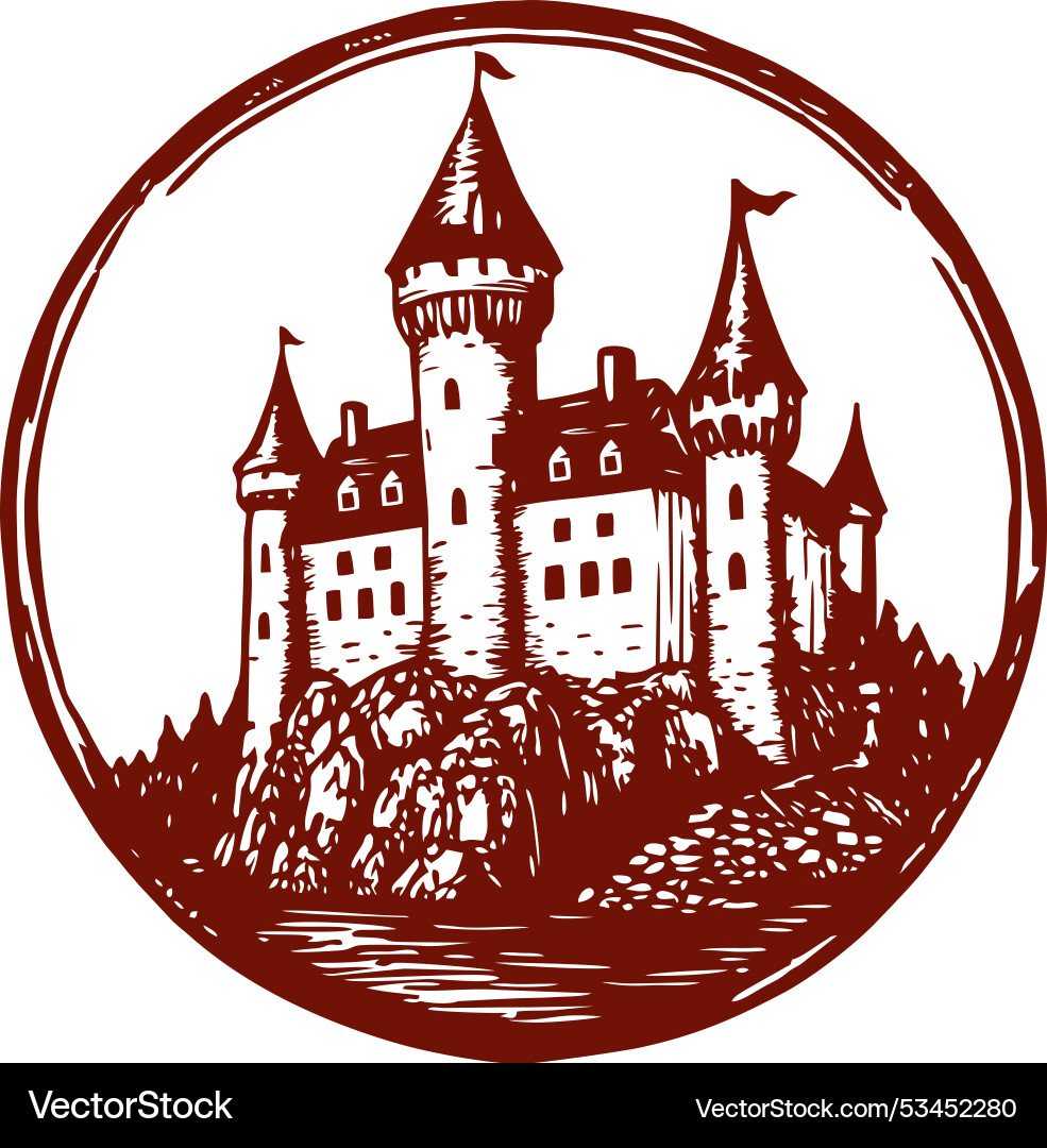 Beautiful classic hand drawing castle Royalty Free Vector