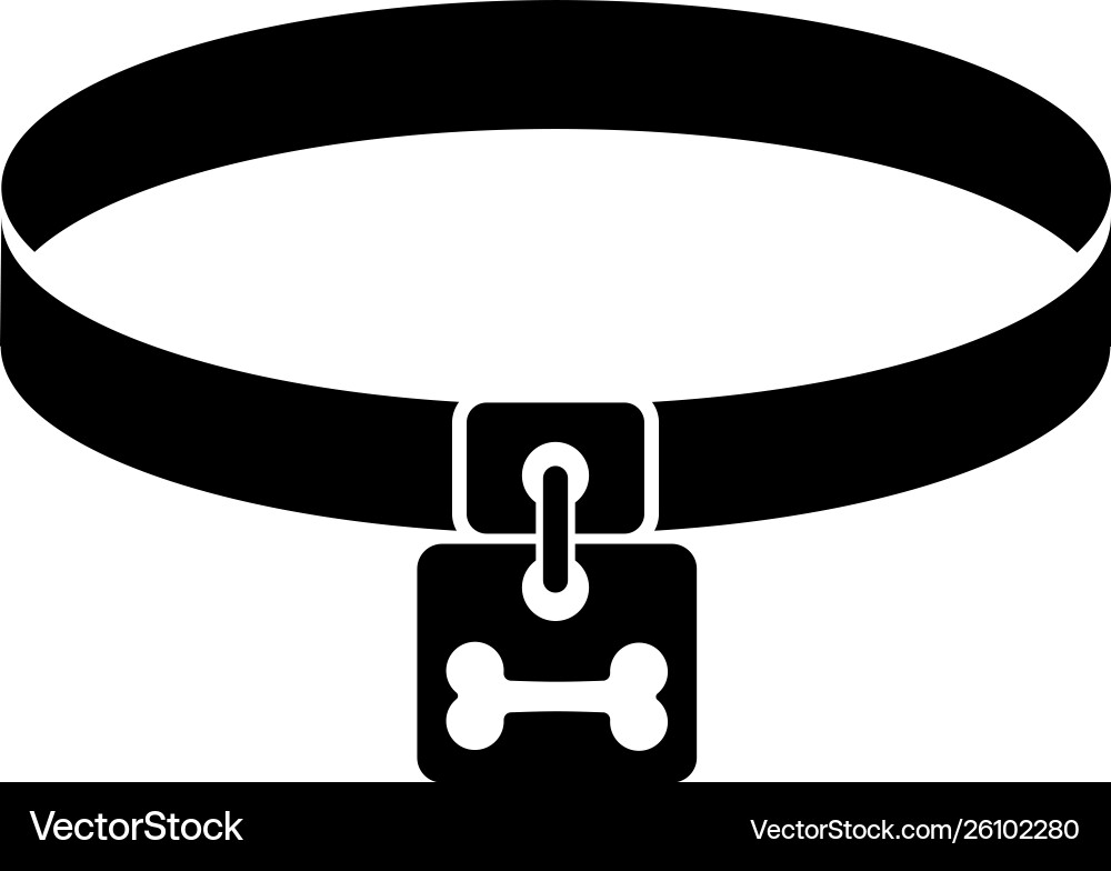 Black dog collar with name tag and bone plaque Vector Image