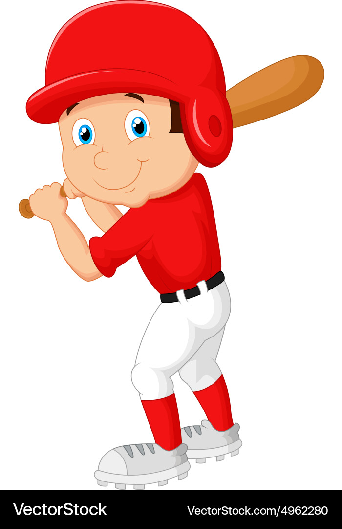 Cartoon boy playing baseball Royalty Free Vector Image