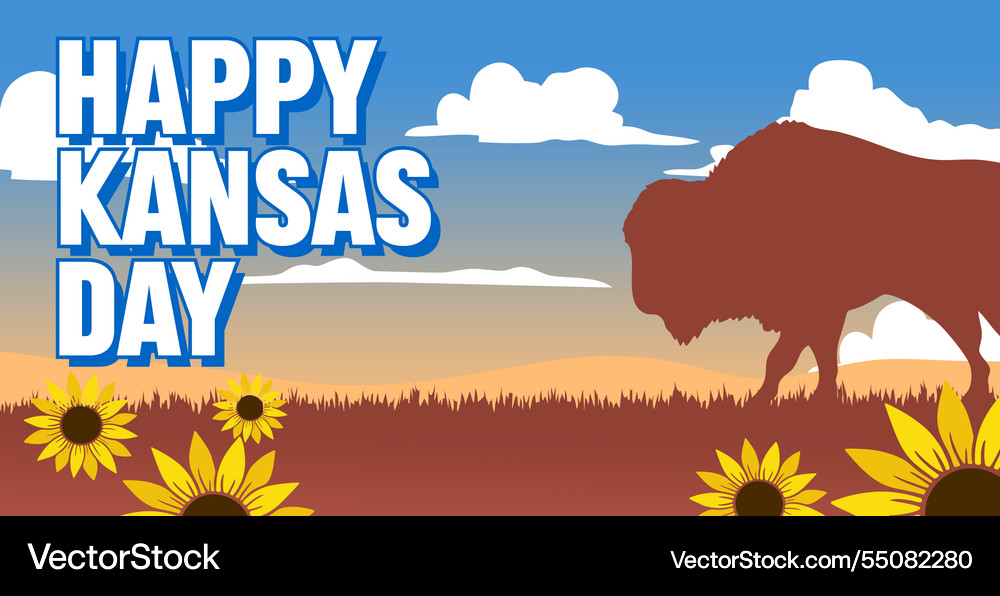 Happy kansas day with beautiful sunflowers Vector Image