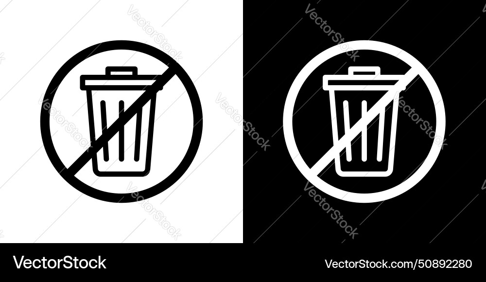 No trash icon set trash bin waste symbol in a Vector Image