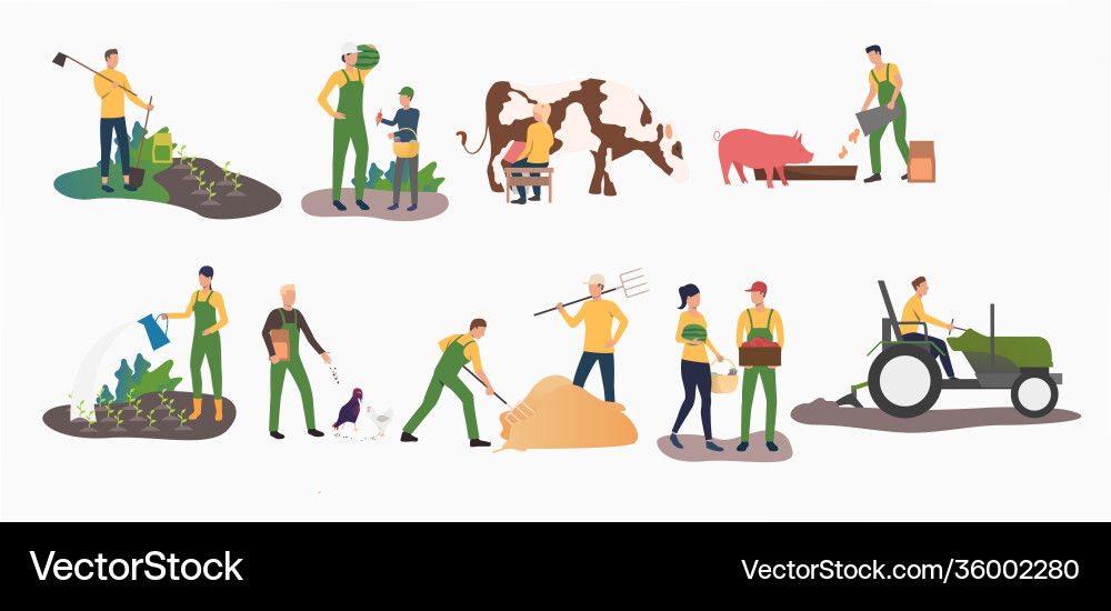 Set time farming activities Royalty Free Vector Image