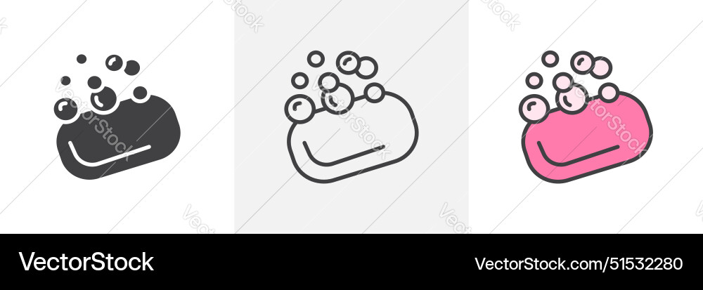 Soap icon set solid shower soap bar symbol in Vector Image