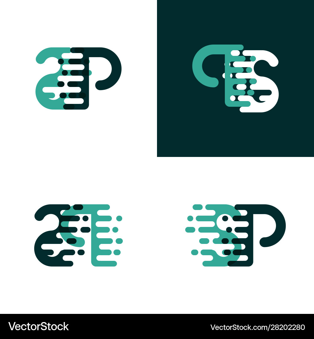 Sp letters logo with accent speed in light green Vector Image