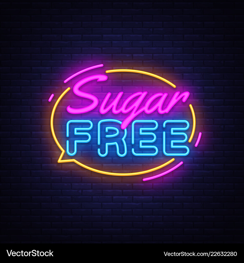Sugar free neon text sign Royalty Free Vector Image