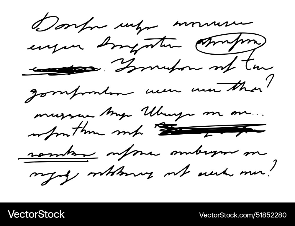Unreadable handwritten text sweeping handwriting Vector Image